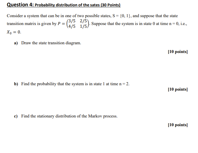 Solved Question 4: Probability distribution of the sates (30 | Chegg.com