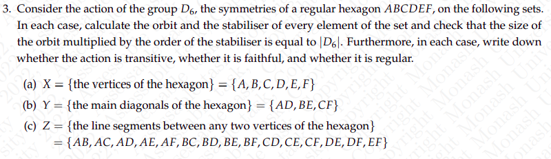 Solved 3. Consider the action of the group D6, the | Chegg.com