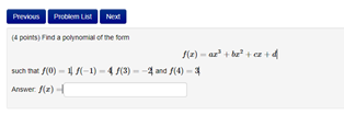 Solved Previous Problem LitNet (4 points) Find a polynomial | Chegg.com