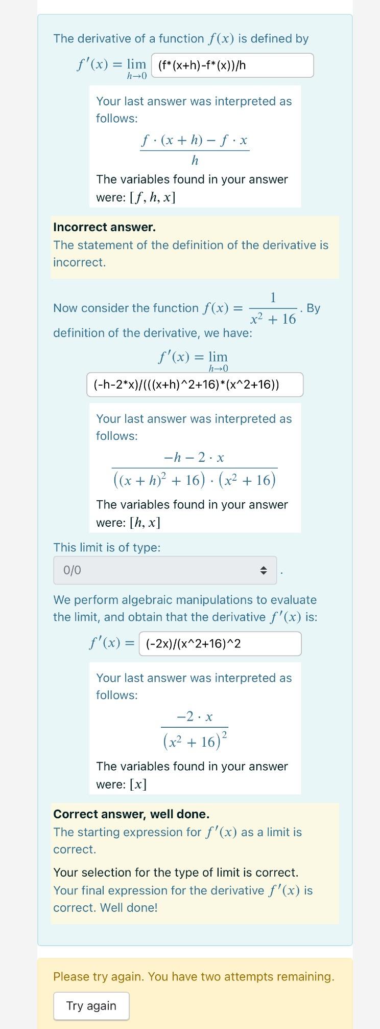 The derivative of a function f(x) is defined by | Chegg.com
