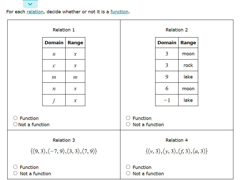 Solved For each relation, decide whether or not it is a | Chegg.com