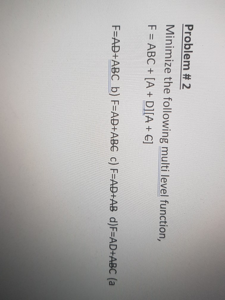 Solved Problem # 2 Minimize the following multi level | Chegg.com