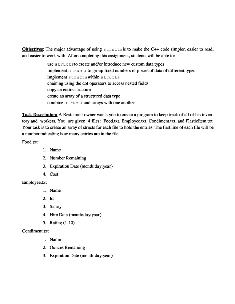 Solved Obiectives: The major advantage of using structsis to | Chegg.com