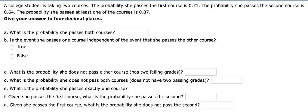 Solved A college student is taking two courses. The | Chegg.com