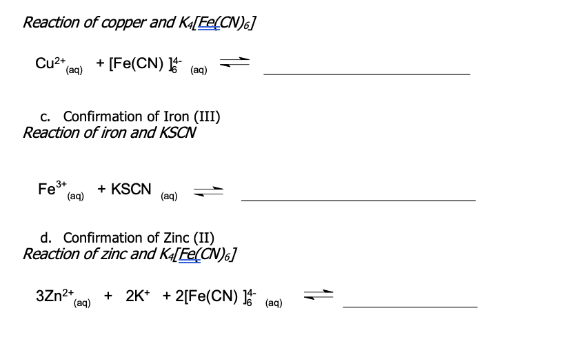 Solved Reaction of copper and K4[Fe(CN)6] | Chegg.com