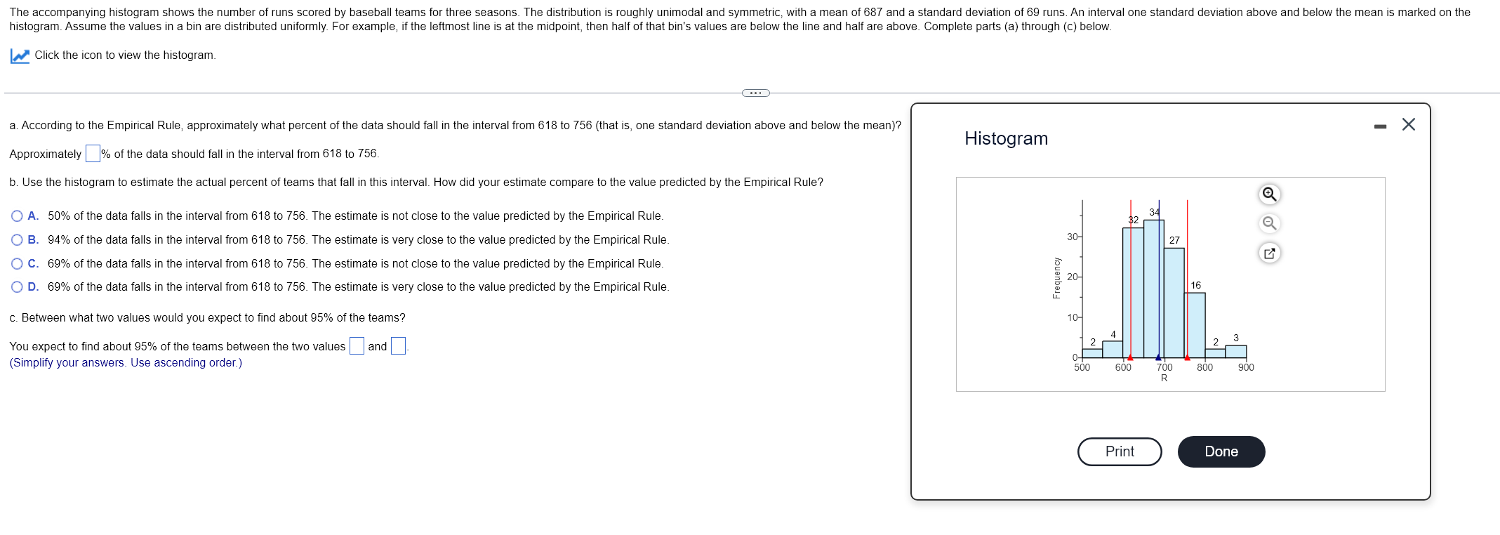 Solved Click the icon to view the histogram.a. ﻿According to | Chegg.com