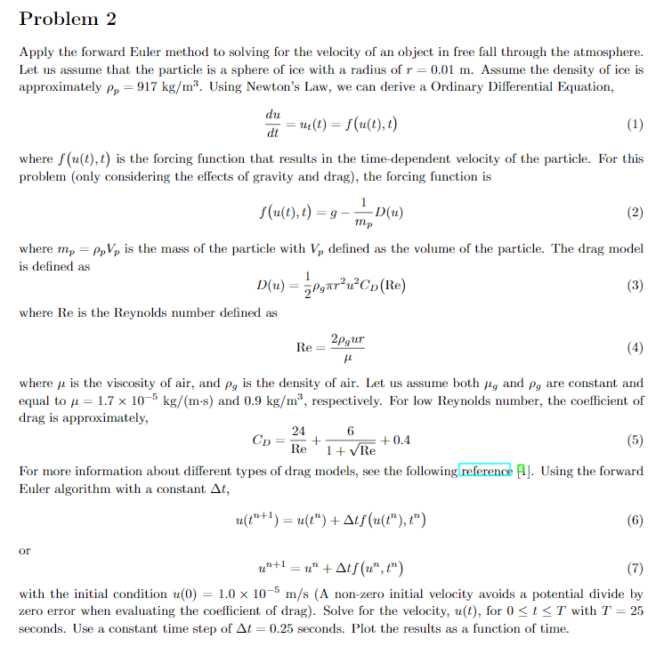 Problem 2 Apply the forward Euler method to solving | Chegg.com