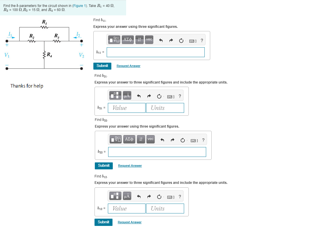 Solved Find the b parameters for the circuit shown in | Chegg.com