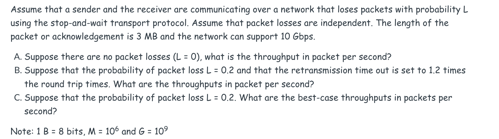 Solved Assume that a sender and the receiver are | Chegg.com