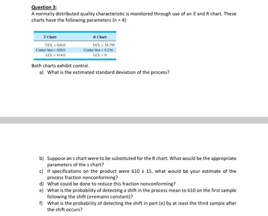 Solved Question 3 A normally distributed quality | Chegg.com