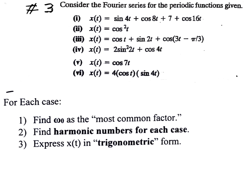 Solved A 3 Consider the Fourier series for the periodic | Chegg.com