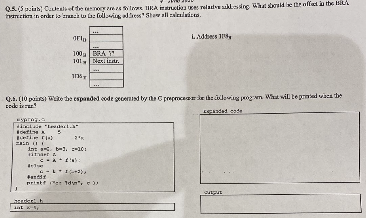 Solved Q.5. (5 points) Contents of the memory are as | Chegg.com