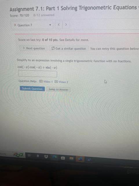 Solved Assignment 7.1: Part 1 Solving Trigonometric | Chegg.com