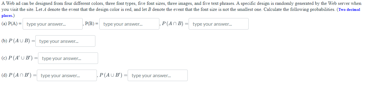 Solved A Web ad can be designed from four different colors, | Chegg.com
