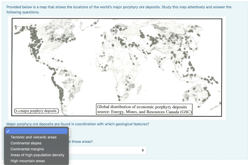Solved Provided below is a map that shows the locations of | Chegg.com