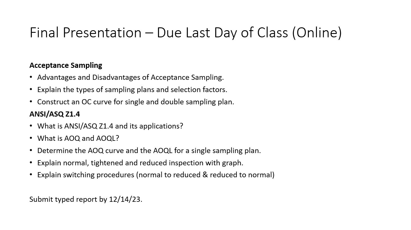 Solved Final Presentation - ﻿Due Last Day of Class | Chegg.com