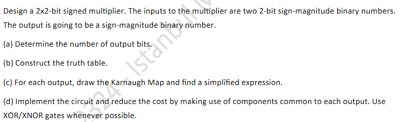 Solved Design a 2x2-bit signed multiplier. The inputs to the | Chegg.com