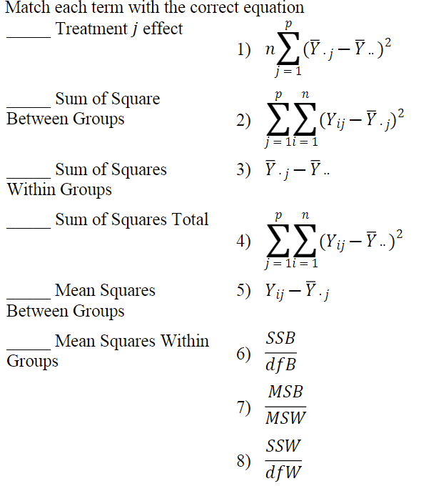 Solved Match Each Term With The Correct Equation Treatment J 