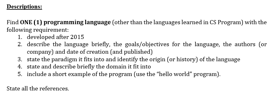 Solved Concept of programming languages please note i need a | Chegg.com