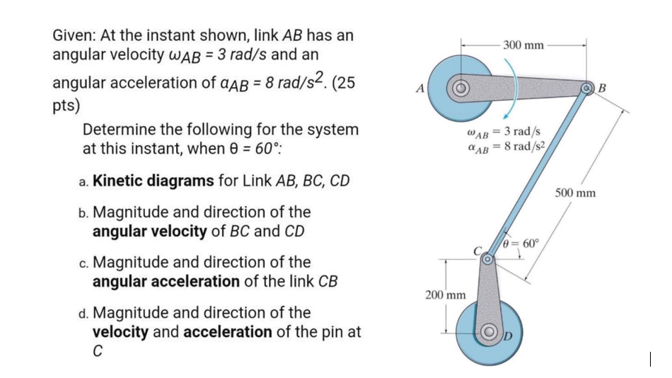 Solved Given-at the instant shown, link AB has an angular | Chegg.com