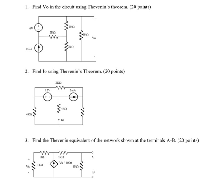Solved 1 Find Vo in the circuit using Thevenin's theorem. | Chegg.com