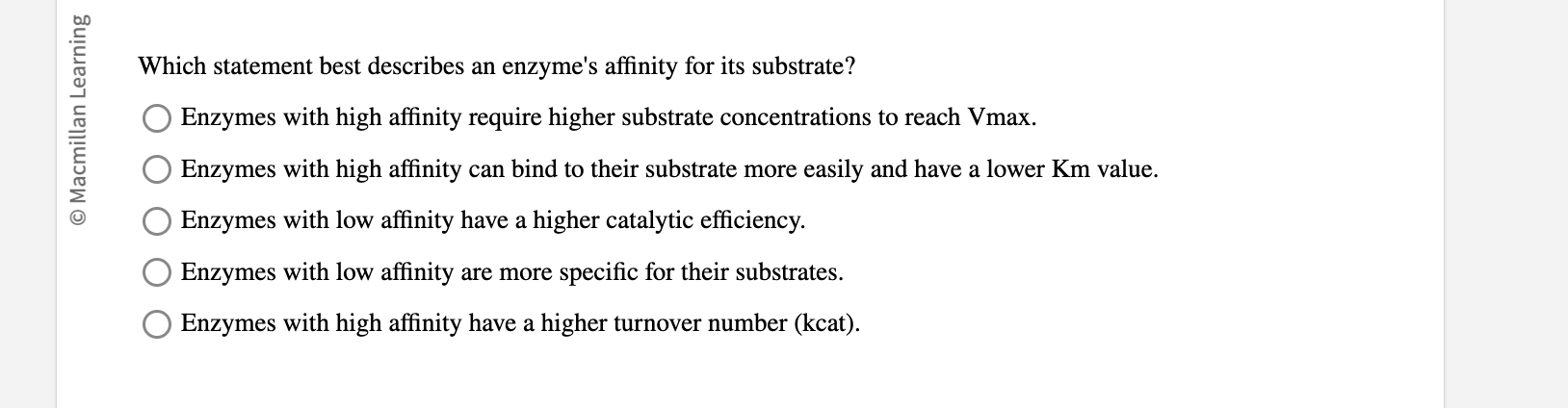 Solved Which statement best describes an enzyme's affinity | Chegg.com