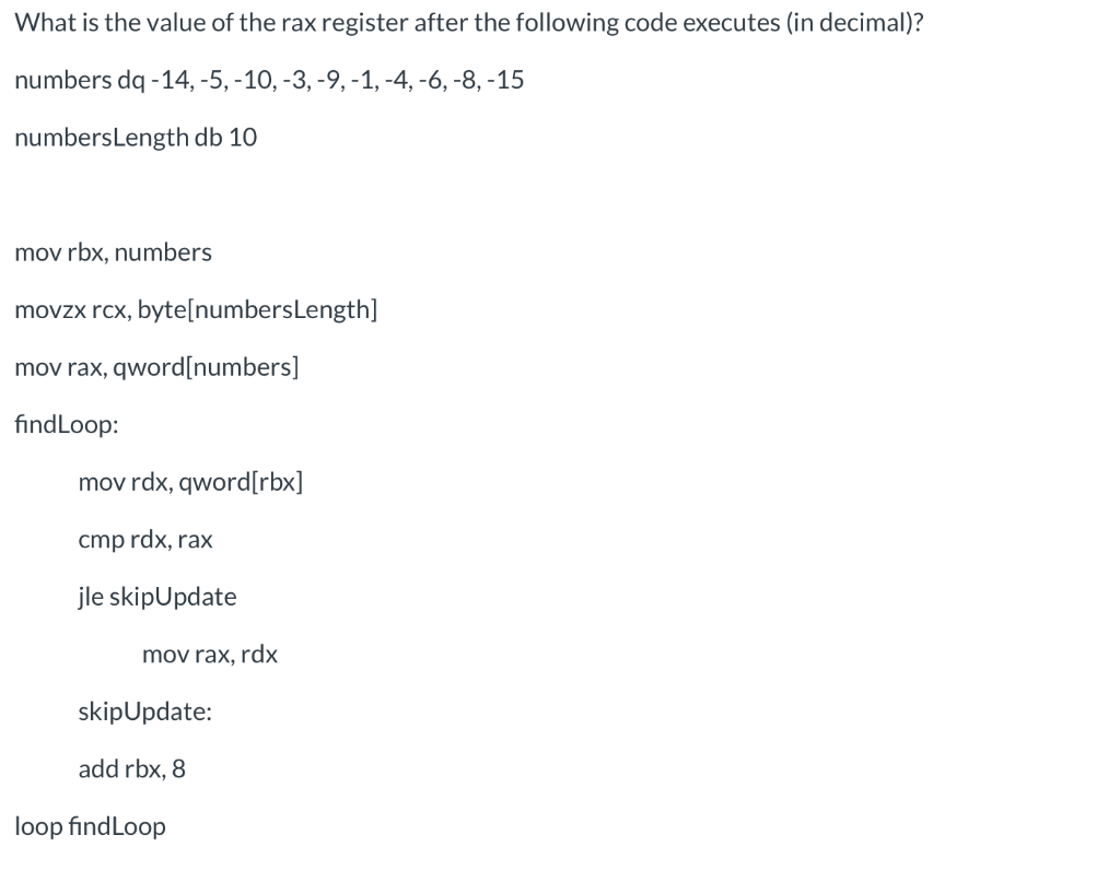 Solved What is the value of the rax register after the | Chegg.com