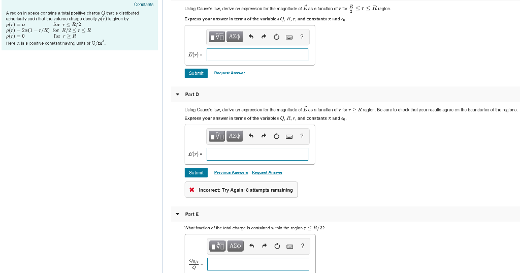 Solved region in space contains a total positive charge Q | Chegg.com