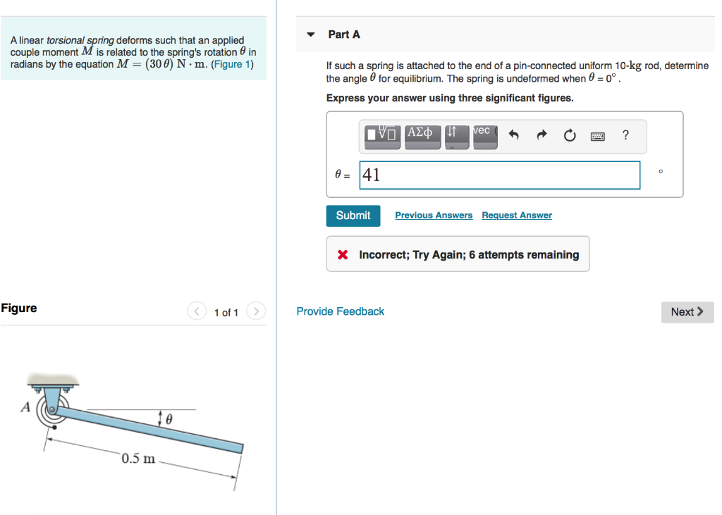 Solved Part A A linear torsional spring deforms such that an | Chegg.com