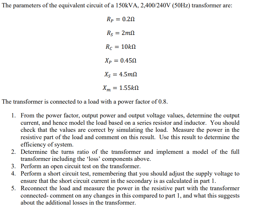 Solved The parameters of ﻿the equivalent circuit | Chegg.com