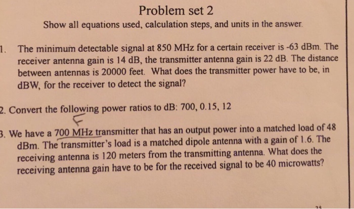 Solved The minimum detectable signal at 850 MHz for a | Chegg.com