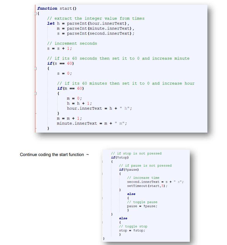 Solved JavaScript Concepts Create a "Stopwatch" using | Chegg.com