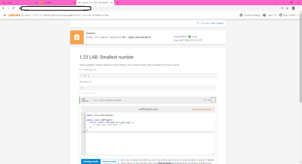 Solved Content x zy Sertion 123DAT 210: Dita e e = zyBooks | Chegg.com