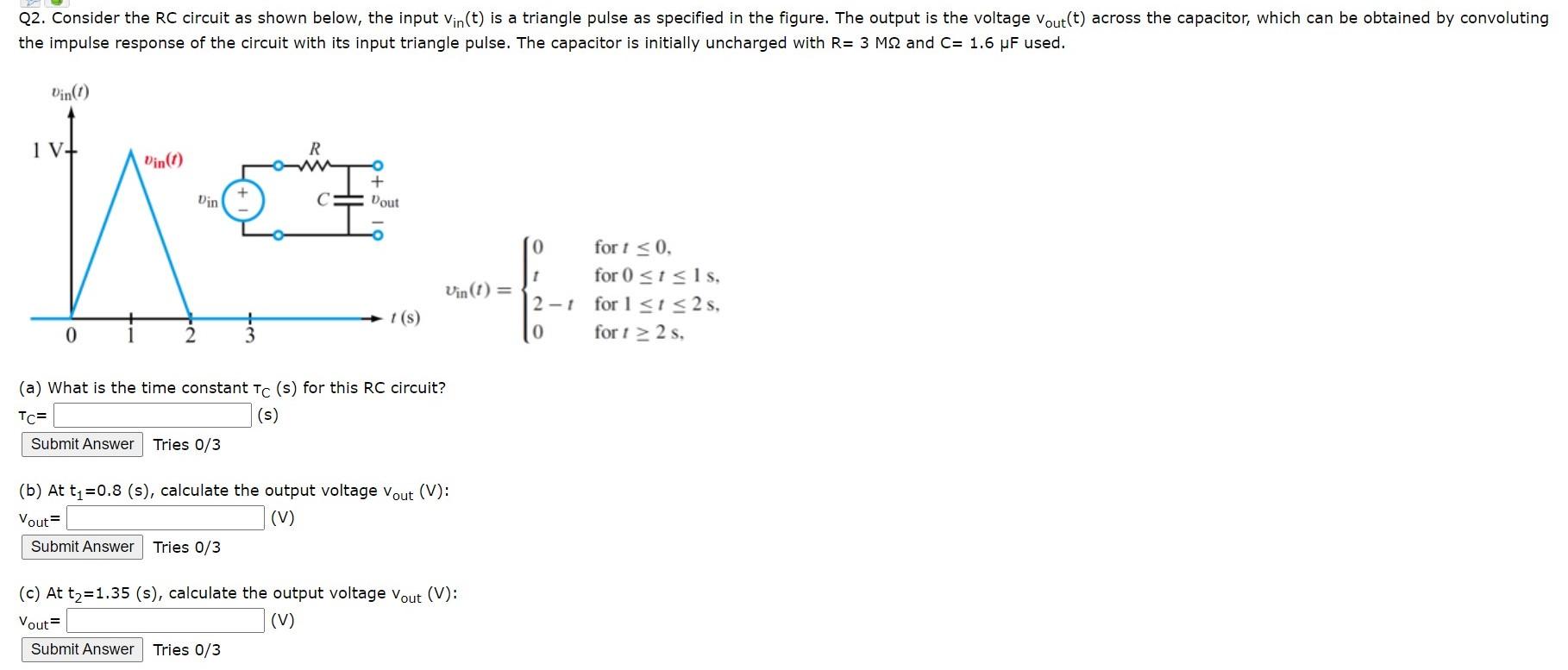 Solved the impulse response of the circuit with its input | Chegg.com