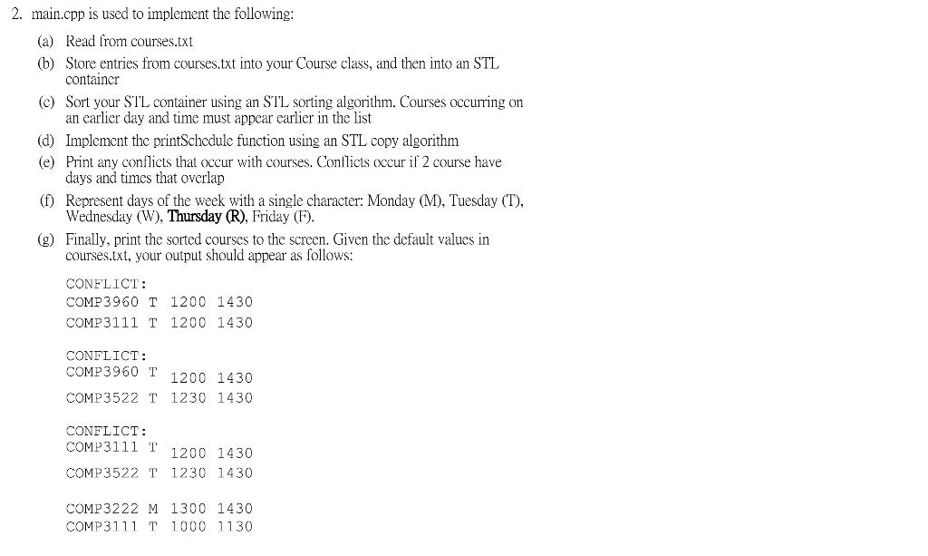 2. main.cpp is used to implement the following: (a) | Chegg.com