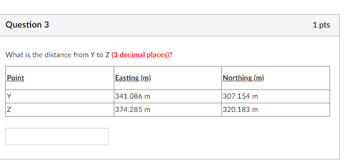 Solved What is the distance from Y to Z (3 decimal places)? | Chegg.com