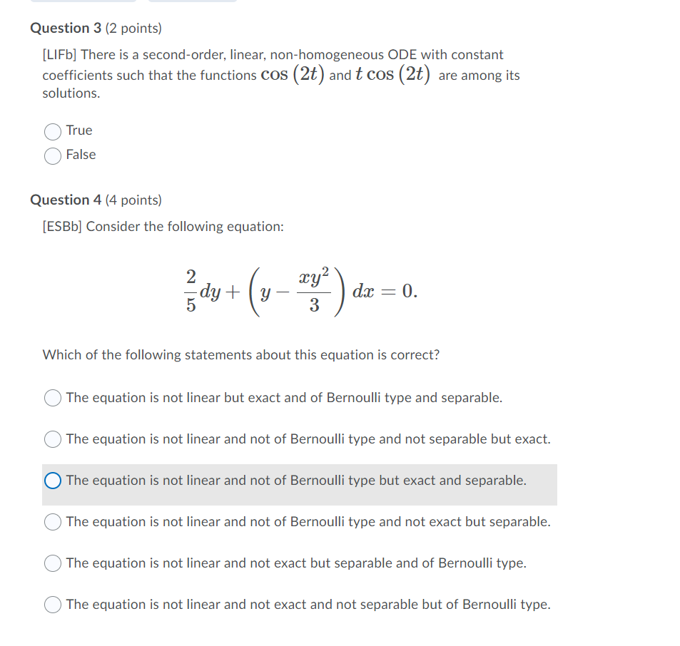 Solved Question 3 (2 points) [LIFb] There is a second-order, | Chegg.com
