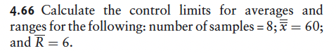 Solved 4.66 Calculate the control limits for averages and | Chegg.com
