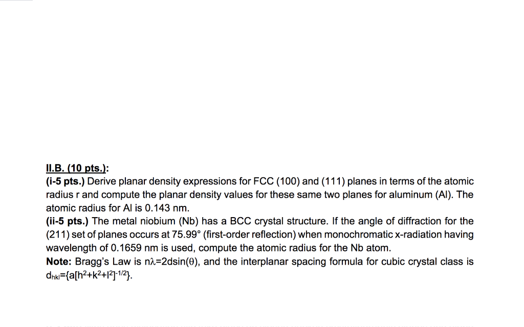 Solved II. THE STRUCTURE OF THE CRYSTALLINE STATE (25 | Chegg.com