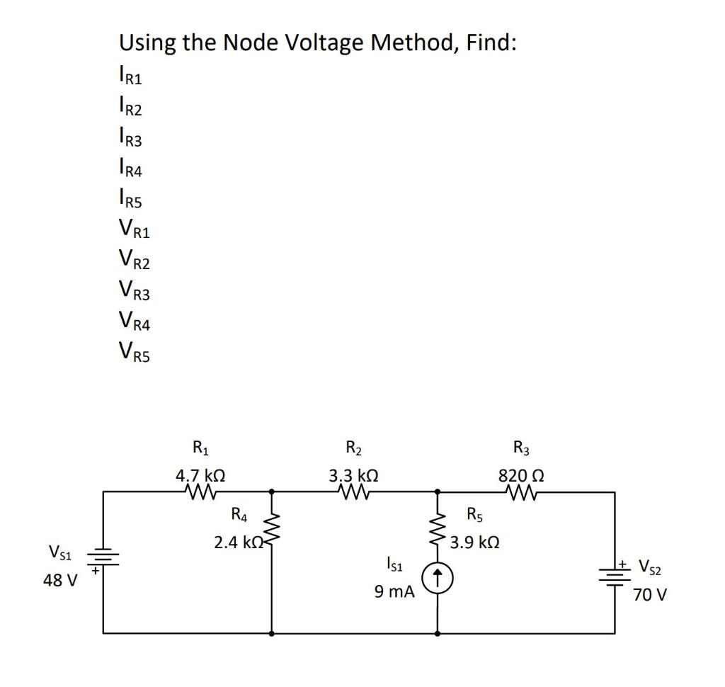 Solved Vs1 48 V Using the Node Voltage Method, Find: IR1 R2 | Chegg.com