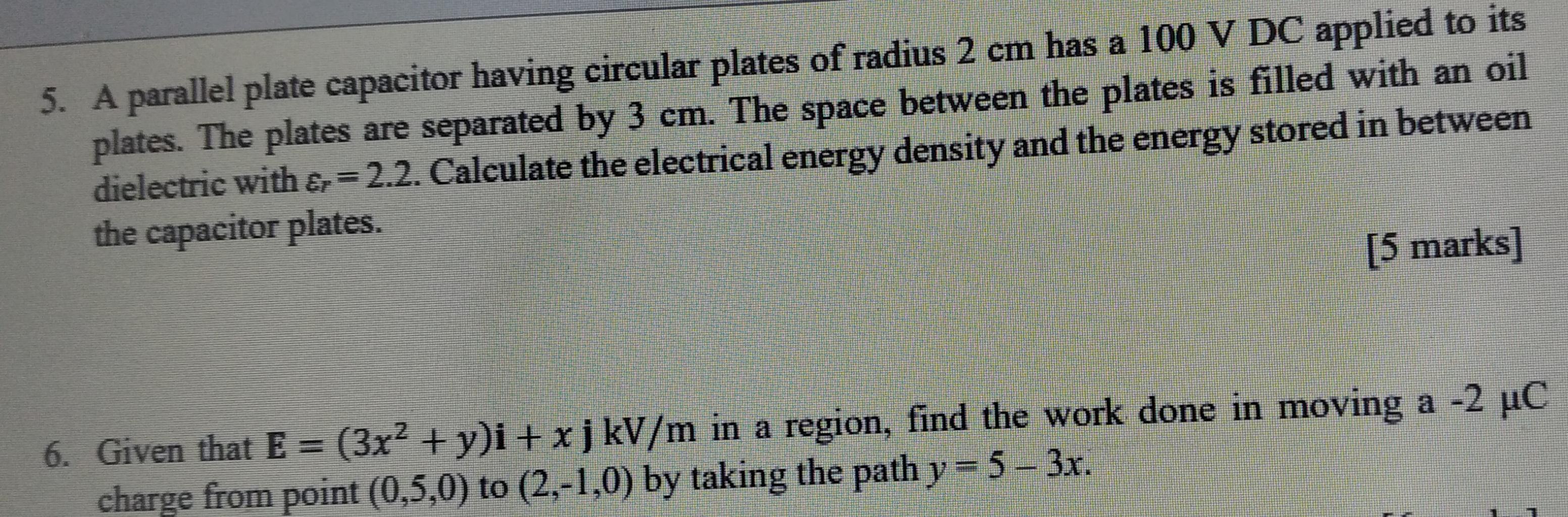 Solved 5. A parallel plate capacitor having circular plates | Chegg.com