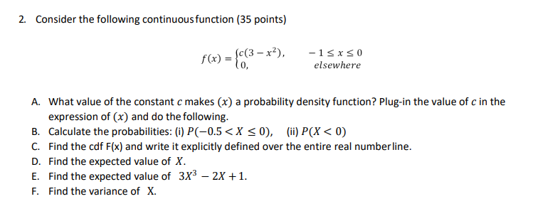 Solved 2. Consider the following continuous function ( 35 | Chegg.com