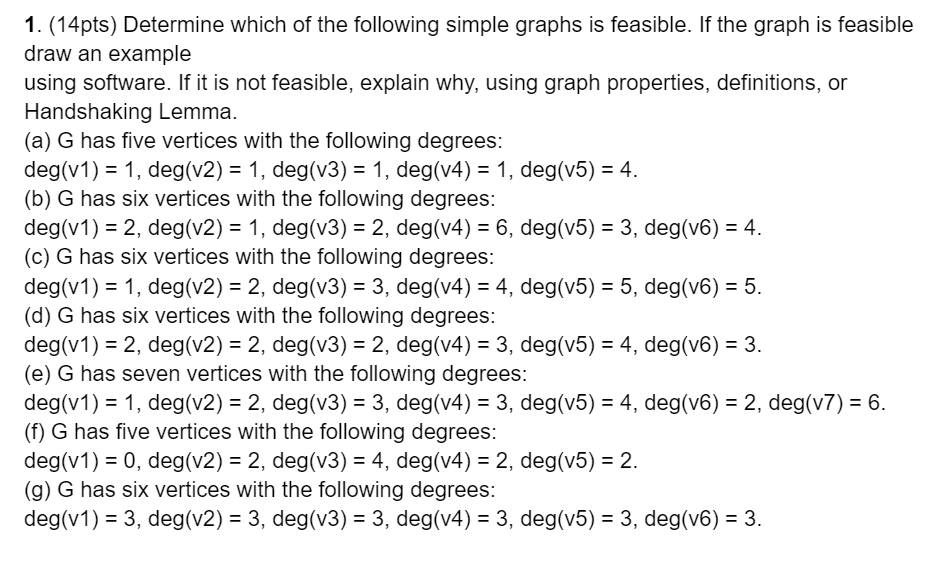 1. (14pts) Determine which of the following simple | Chegg.com