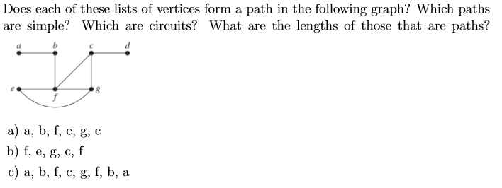 Solved Does each of these lists of vertices form a path in | Chegg.com