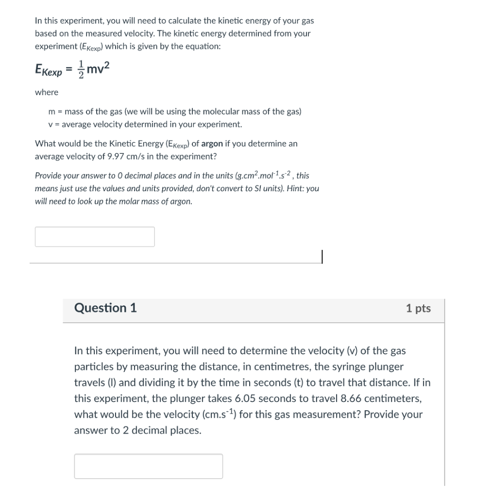 Solved In this experiment, you will need to calculate the | Chegg.com