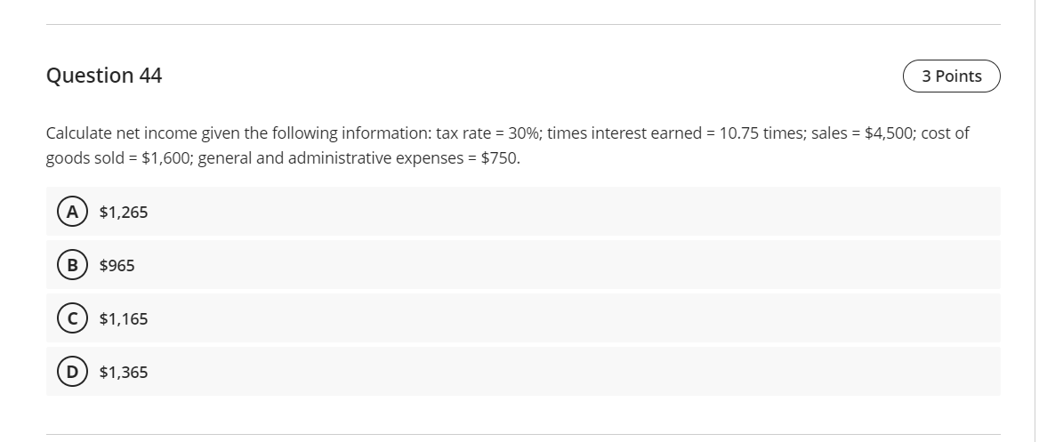 Solved Calculate net income given the following information: | Chegg.com