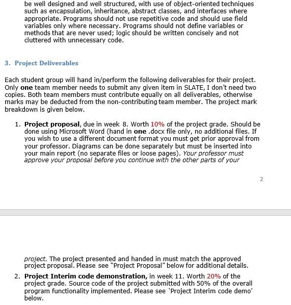 Solved Our PROG 24178 project is a group project in which | Chegg.com