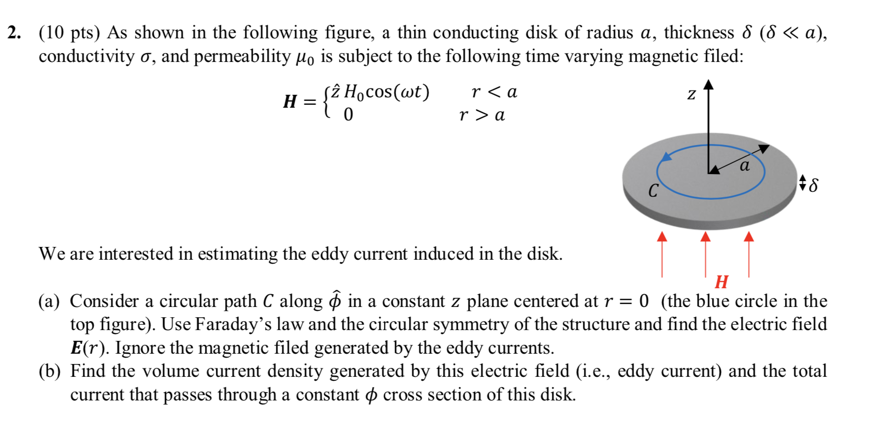 Solved 2. (10 pts) As shown in the following figure, a thin | Chegg.com