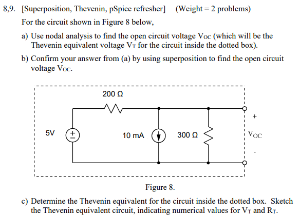 Solved 8,9. [Superposition, Thevenin, pSpice refresher] | Chegg.com