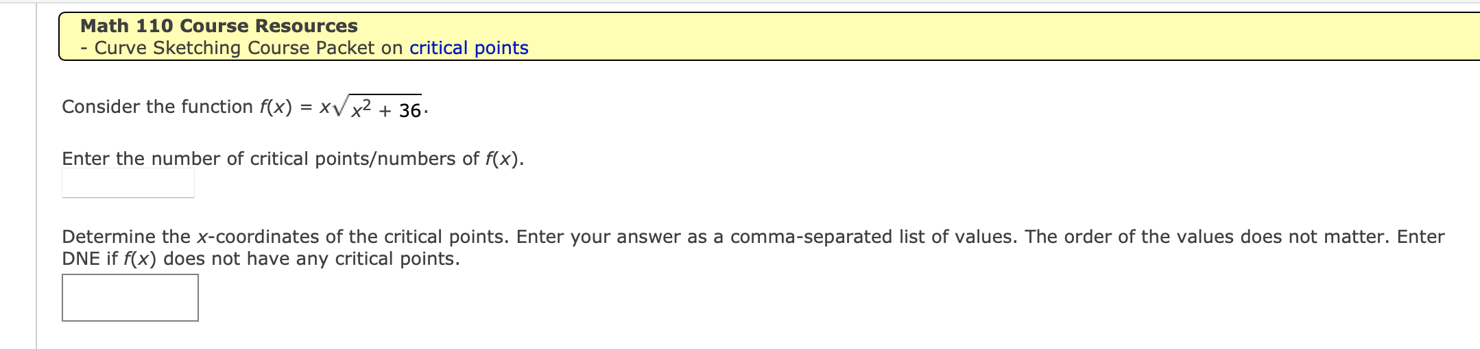 Solved - Curve Sketching Course Packet on critical points | Chegg.com